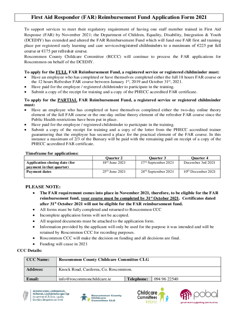Fillable Online FAR (First Aid Response) - Longford Childcare Committee ...