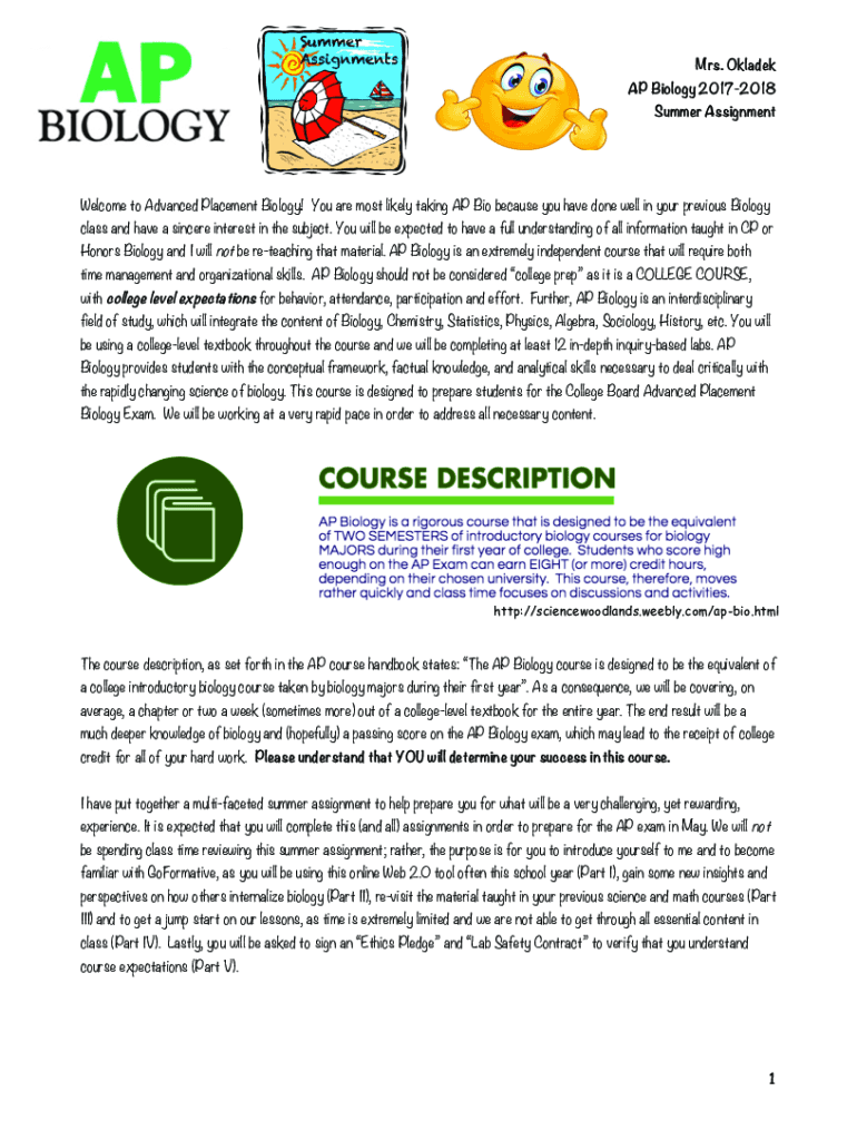 Fillable Online AP Biology Archived Free-Response Questions and Scoring ...
