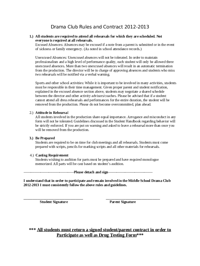 Drama Club Rules and Contract - Warren Hills Regional ... Doc Template ...