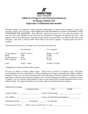 Fillable Online Affidavit of Support and Financial Statement Other Visa ...