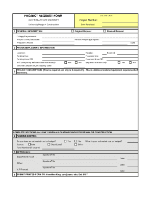 Fillable Online PROJECT REQUEST FORM UDC Use ONLY Fax Email Print ...