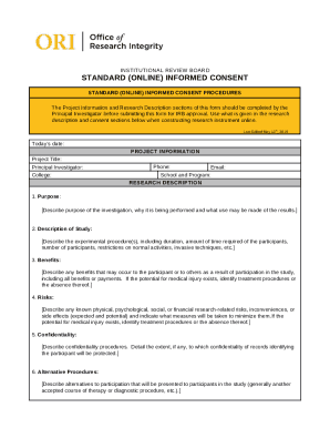 Standard Online Ined Consent . IRB Doc Template | pdfFiller