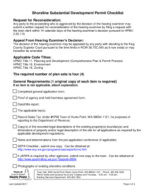 Fillable Online Shoreline Substantial Development Permit Checklist Fax ...