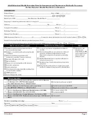 Fillable Online Child 617 Behavioral Health Screening Form for ... Fax ...
