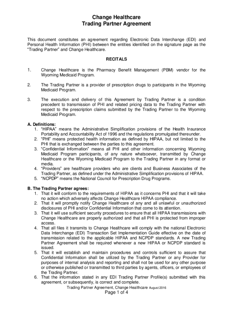 Fillable Online TRADING PARTNER AGREEMENT Remittance Address ...