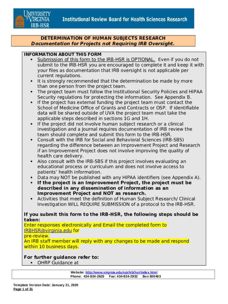 Research Determination Worksheet - University of Virginia Doc Template ...