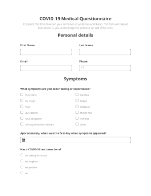 Fillable Online COVID-19 Medical Questionnaire Template Fax Email Print ...