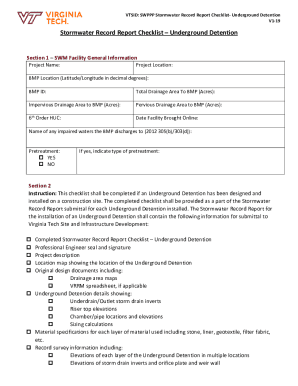 Fillable Online Stormwater Record Report ChecklistRainwater Harvesting ...