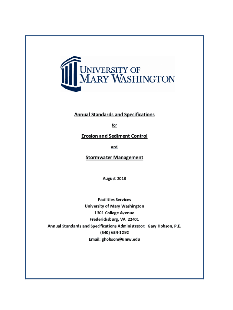 Fillable Online adminfinance umw Fillable Online Annual Standards and Specifications ... Fax ...