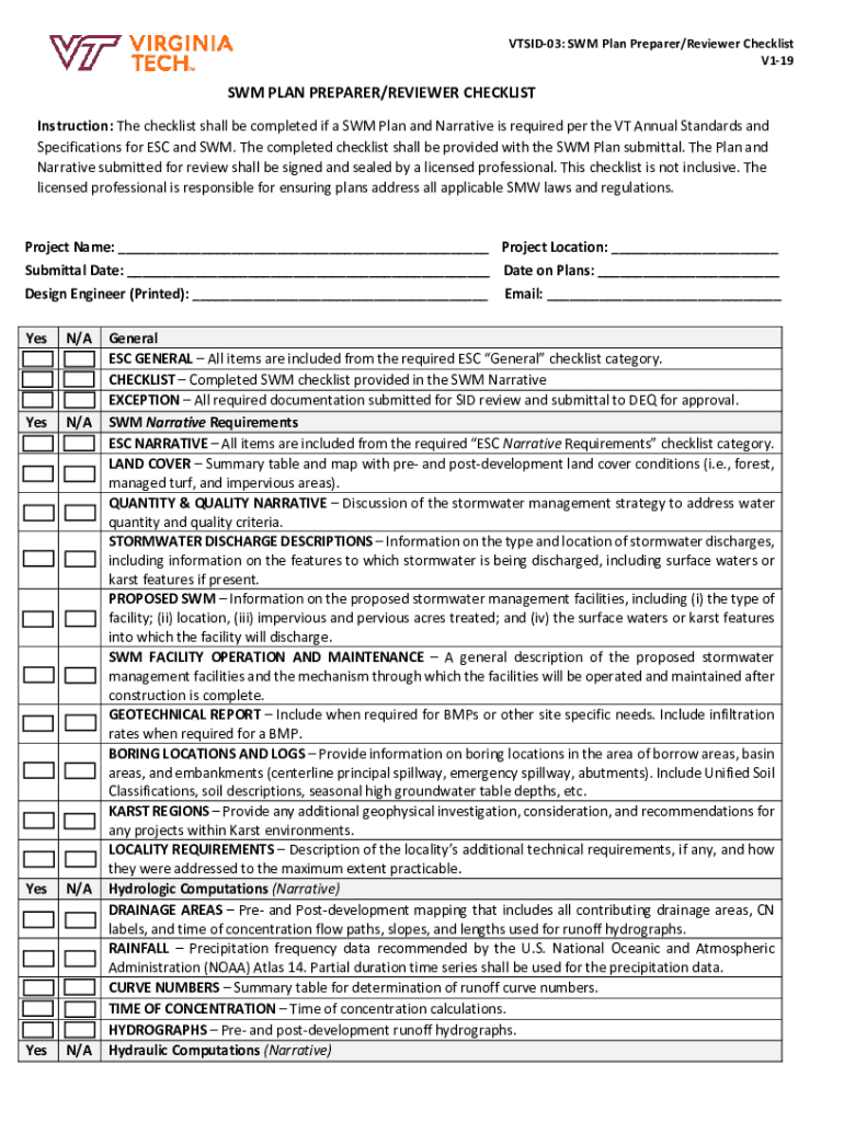 Fillable Online City of Hopewell SWM Plan Preparer/Plan Reviewer Checklist ... Fax Email Print ...