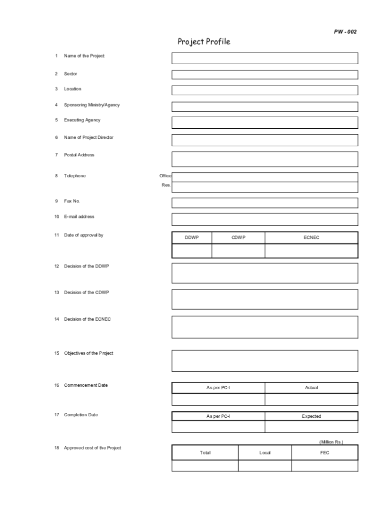 PK PW-002 Project Profile Form - Fill Online, Printable, Fillable ...
