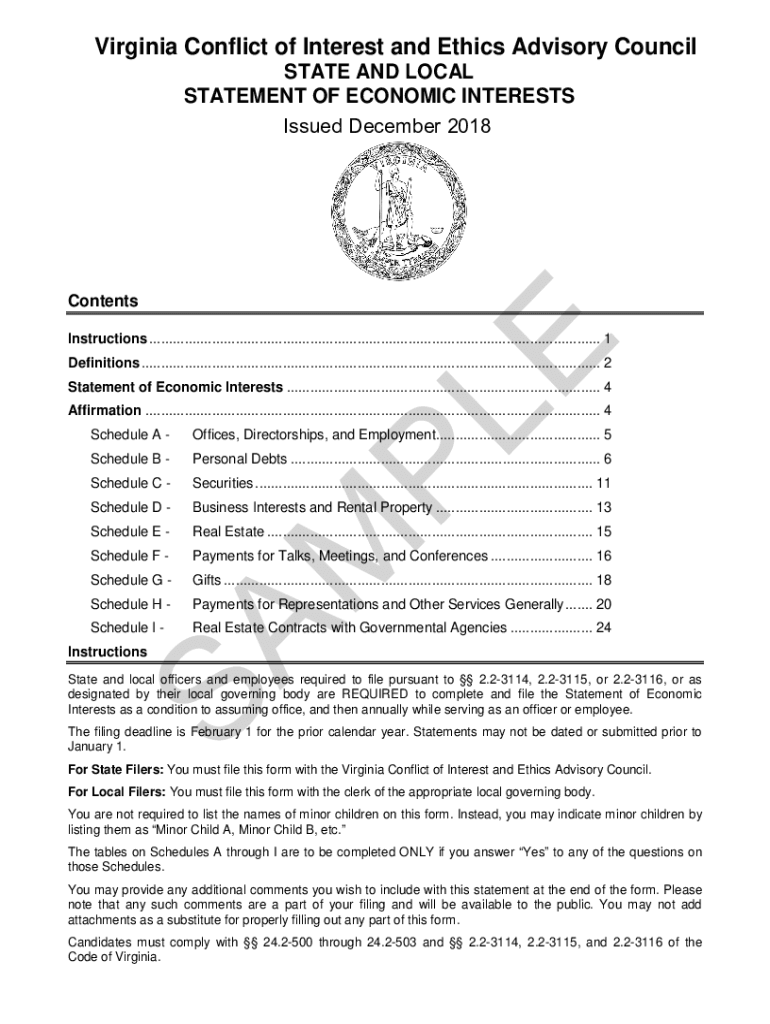 Fillable Online Fillable Virginia Conflict of Interest and Ethics ...