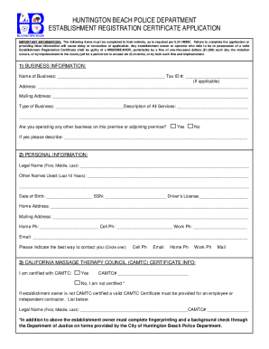 Fillable Online Establishment Registration Certificate Application in ...