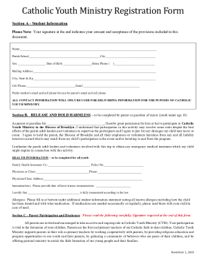 Fillable Online Catholic Youth Ministry Registration Form Fax Email ...