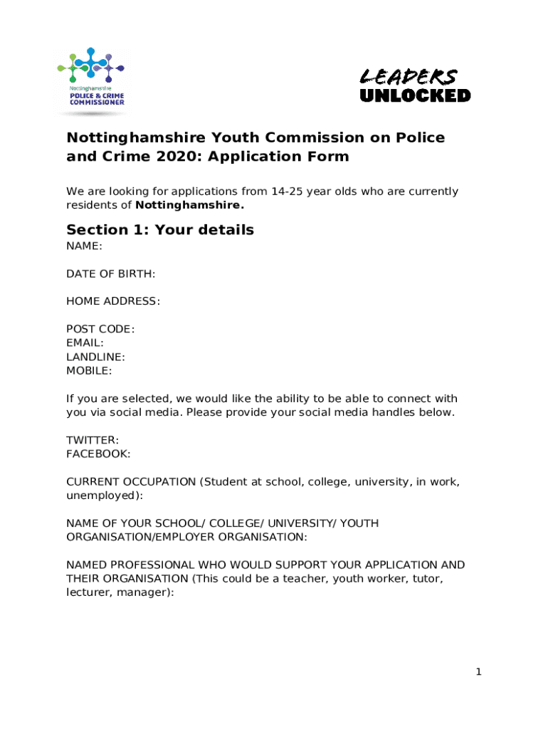 2020 Notts YC Application Doc Template | pdfFiller