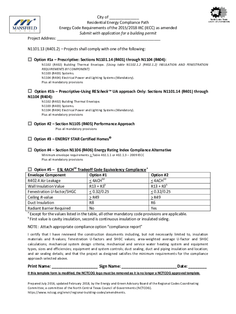Fillable Online PDF City of Keller Residential Energy Compliance Path ...