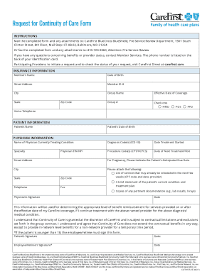 Fillable Online Information on Continuity of Care Instructions ...