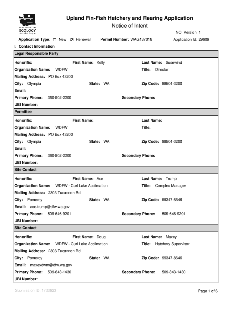 Fillable Online Upland Fin-Fish Hatchery and Rearing Application Notice ...