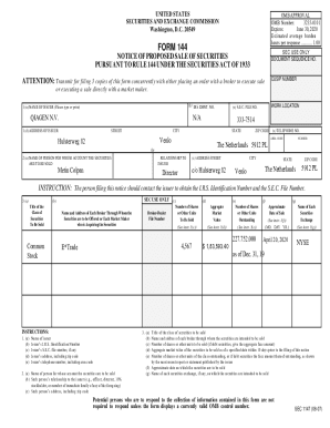 Fillable Online Form SEC 1147 SEC 1147 Form 144 - OMB 3235-0101 - OMB ...