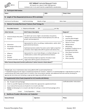 Fillable Online dphhs mt Florida WIC Program Medical Documentation for ...