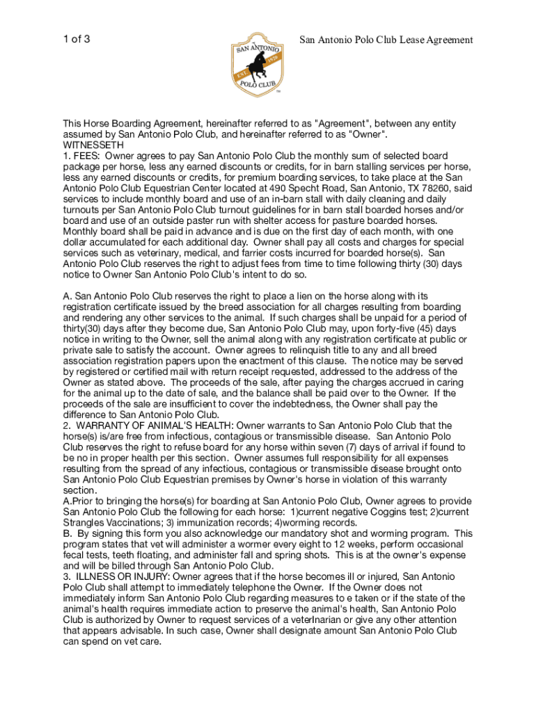 Fillable Online of 3San Antonio Polo Club Lease Agreement Sample ...