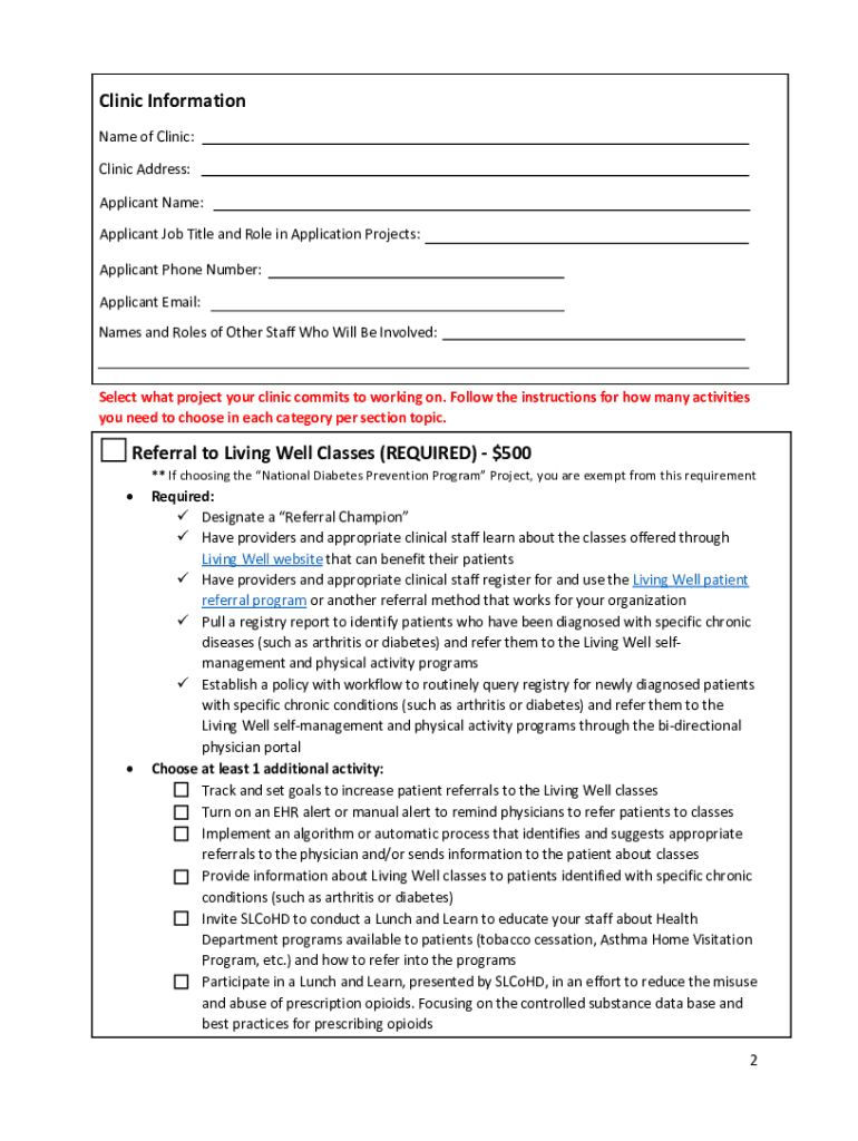 Fillable Online Primary Care Clinic Application for Improved Patient ...