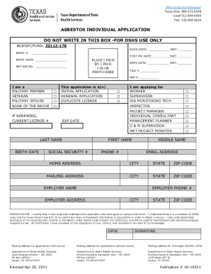 Fillable Online Asbestos Program - Texas Department of State Health ...