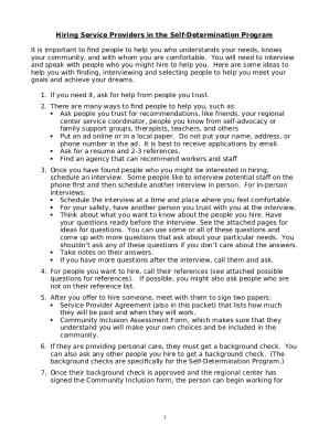 Hiring Service Providers Template. Self-Determination Program Doc ...