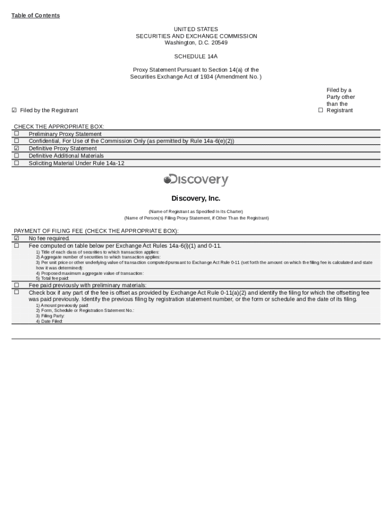 Discovery, Inc. (. EDGAR Online Pro Doc Template | pdfFiller