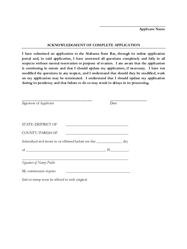 Fillable Online admissions.alabar.orggetpdfformALABAMA STATE BAR ...