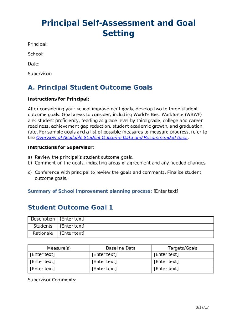 Principal Self-Assessment and Goal Setting - education mn Doc Template ...