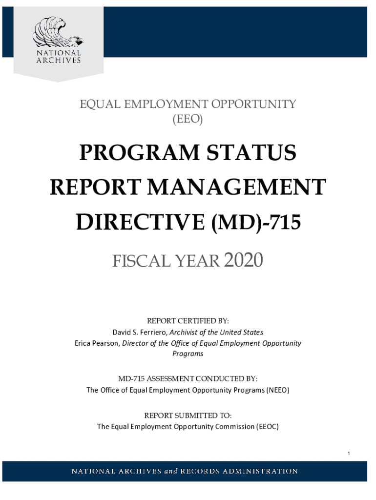 Fillable Online FY2020 MD-715 FINAL REPORT. FY2020 MD-715 FINAL REPORT ...