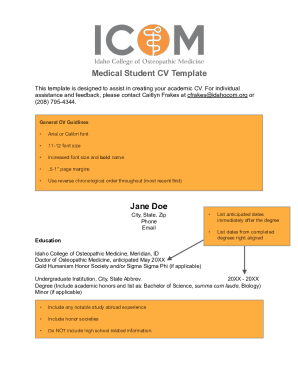 Fillable Online 10+ Sample Medical Curriculum Vitae Templates - PDF ...