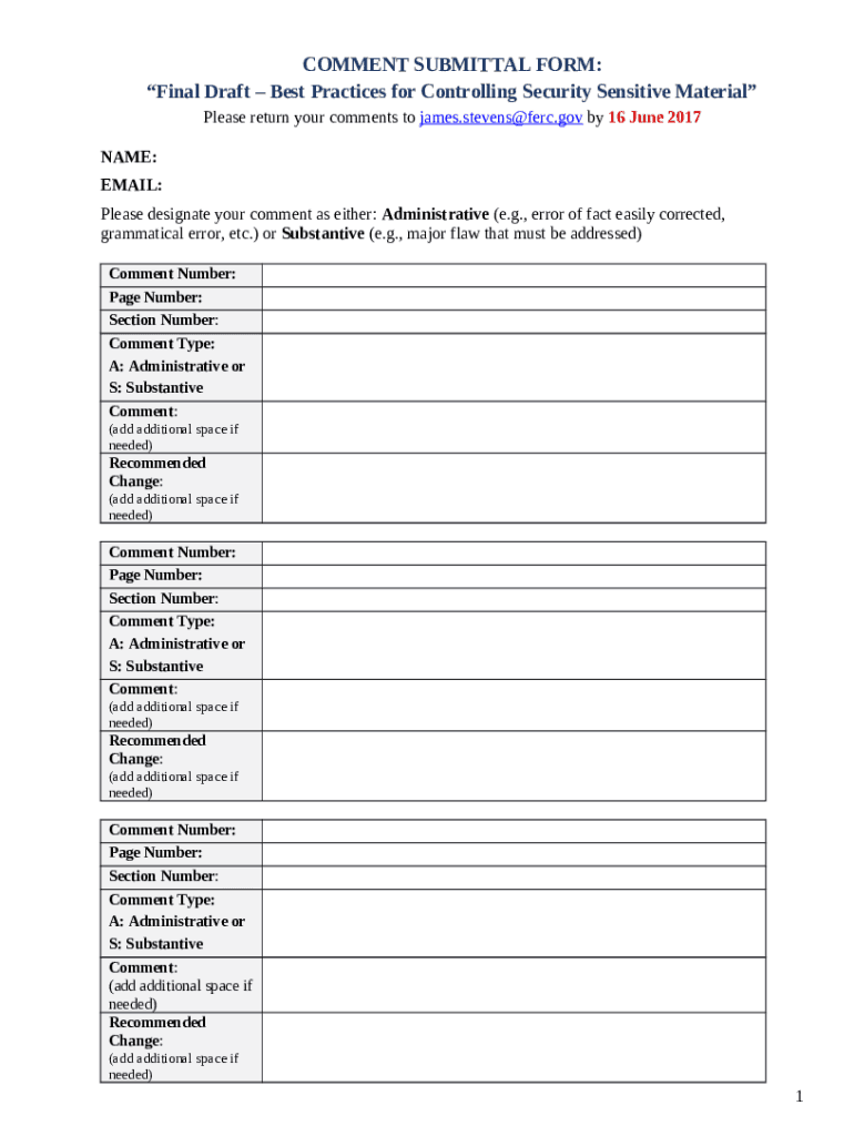 Comment Submittal and Adjudication Doc Template | pdfFiller