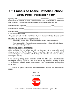 Fillable Online Safety Patrol at St Fax Email Print - pdfFiller