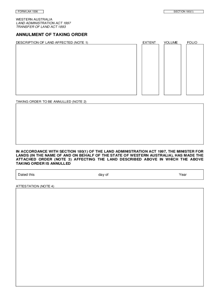 Fillable Online Form LAA 1006 Annulment of taking order Fax Email Print ...