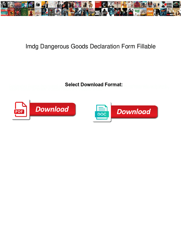 Fillable Online Imdg Dangerous Goods Declaration Form Fillable. Imdg ...