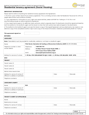 Fillable Online Residential tenancy agreement (Social Housing) Fax ...