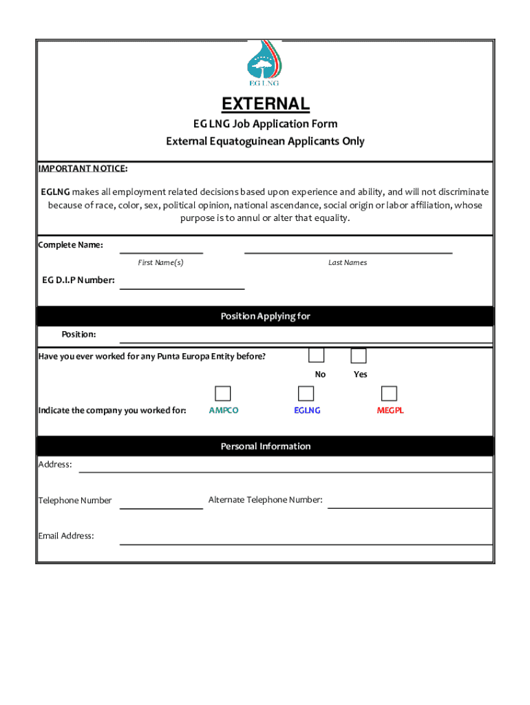 Fillable Online Job Application Form- External Fax Email Print - pdfFiller