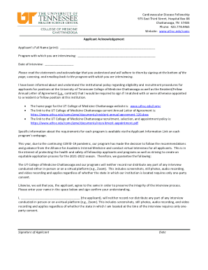 Fillable Online Applicant Acknowledgement Form for Interviews Fax Email ...