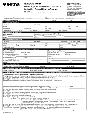 Fillable Online Aetna Rx - VA MEDICARE FORM - , () Injectable ...