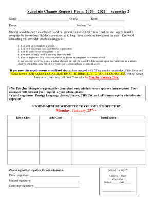 Fillable Online KW Schedule Change Request Form Fax Email Print - pdfFiller