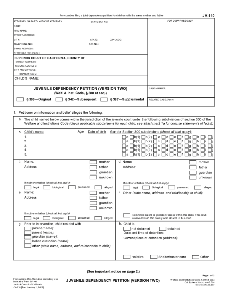 Juvenile form: Fill out & sign online | DocHub