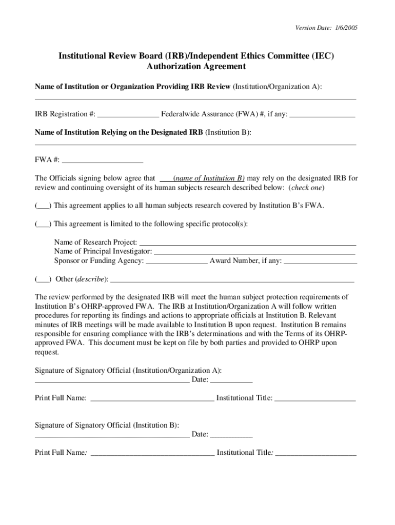 Fillable Online Institutional Review Board (IRB)/Independent Ethics Committee (IEC ...