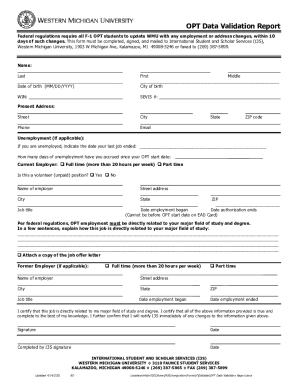 Fillable Online OPT STEM Data Validation Report - wmich.edu Fax Email ...
