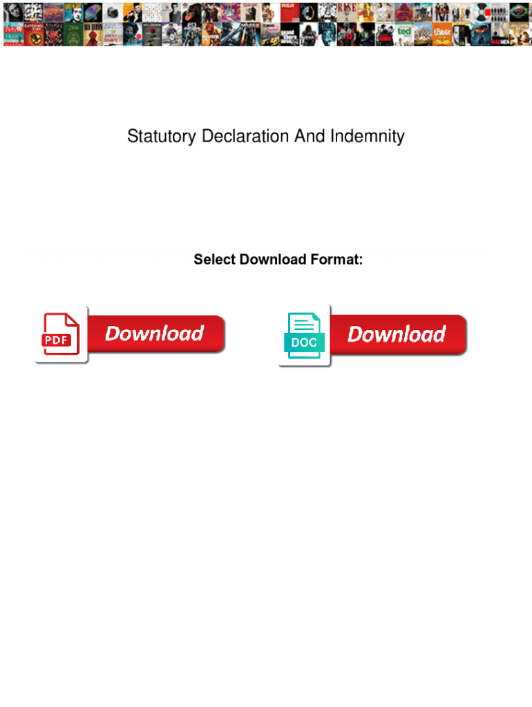 Fillable Online Statutory Declaration And Indemnity. Statutory ...