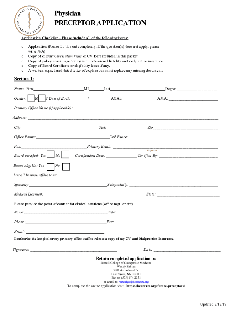 Fillable Online bcomnm.orgFinal-IPE-Preceptor-Application-1Non ...