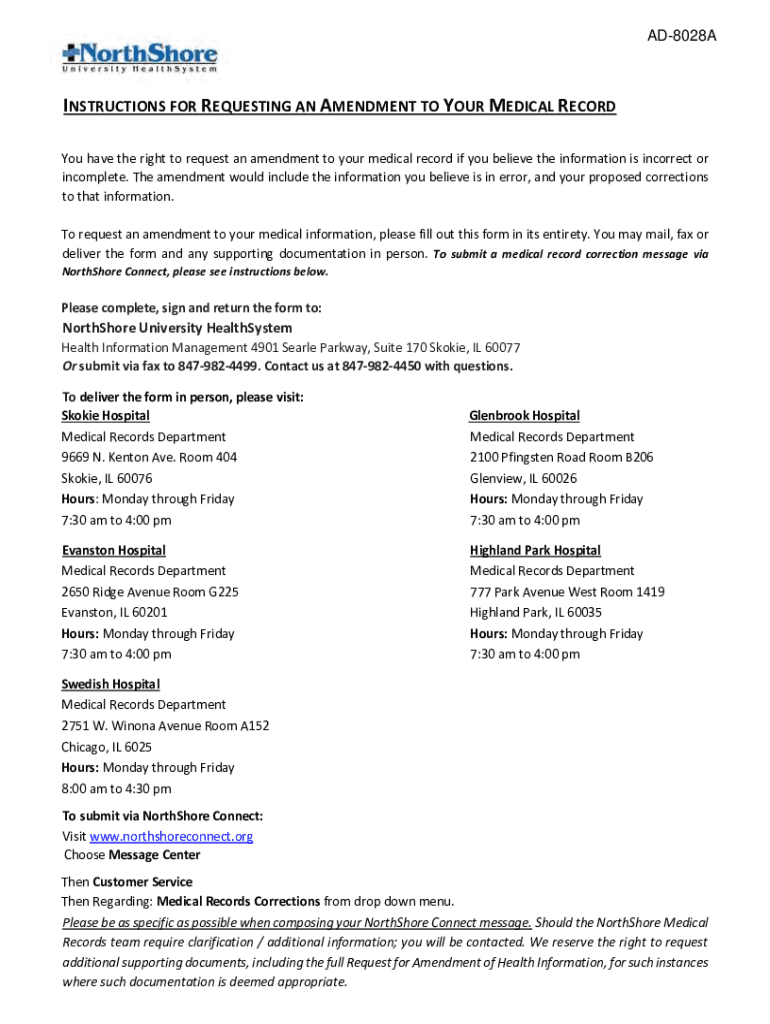 Fillable Online When a Patient Requests to Amend their Medical Record ...