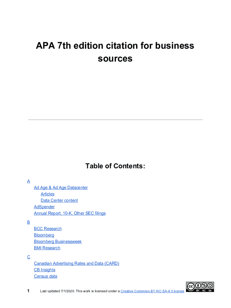 Fillable Online library mcmaster APA 7th ed. citation for business ...
