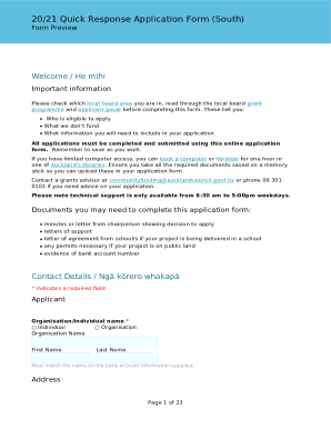 Fillable Online Fillable Online 20/21 Quick Response Application Form ...